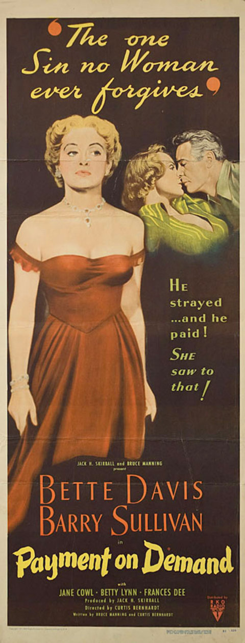 Payment on Demand Original 1951 U.S. Insert Movie Poster - Posteritati Movie Poster Gallery
