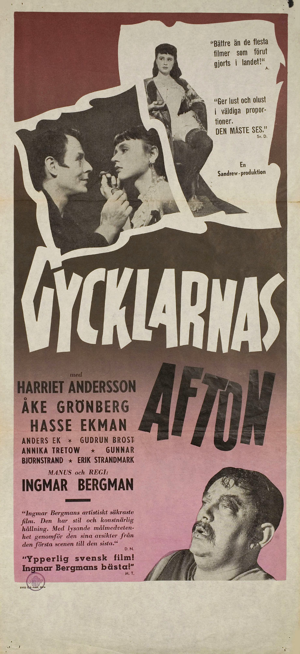 Sawdust and Tinsel Original 1953 Swedish Stolpe Movie Poster ...