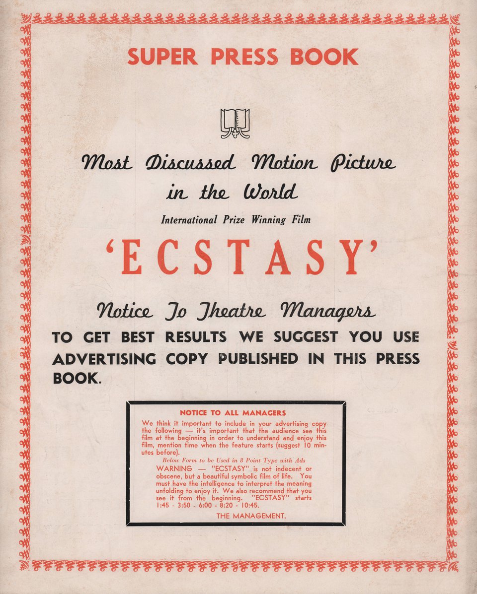 Ecstasy Original 1933 U.S. Movie Pressbook - Posteritati Movie Poster ...