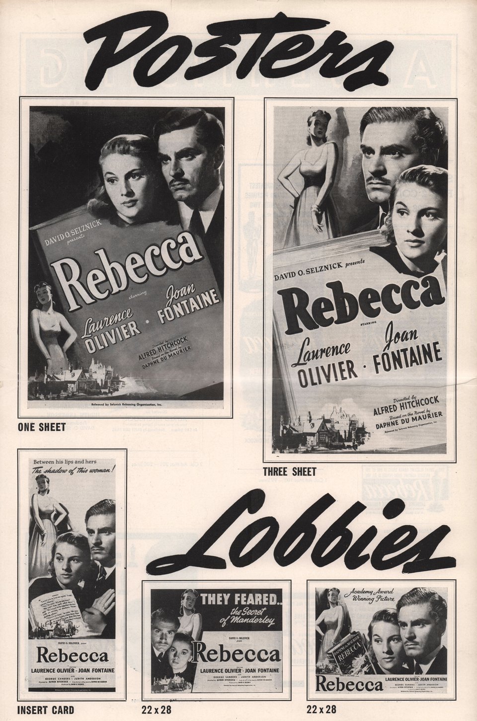Rebecca Original R1950s U.S. Movie Pressbook - Posteritati Movie Poster Gallery
