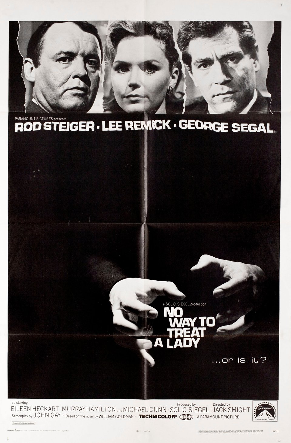 No Way to Treat a Lady Original 1968 U.S. One Sheet Movie Poster ...