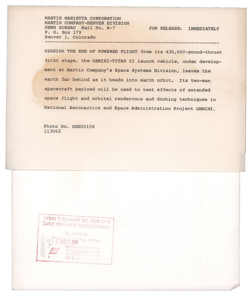 NASA Gemini Space Program Original 1960s U.S. Silver Gelatin Single ...