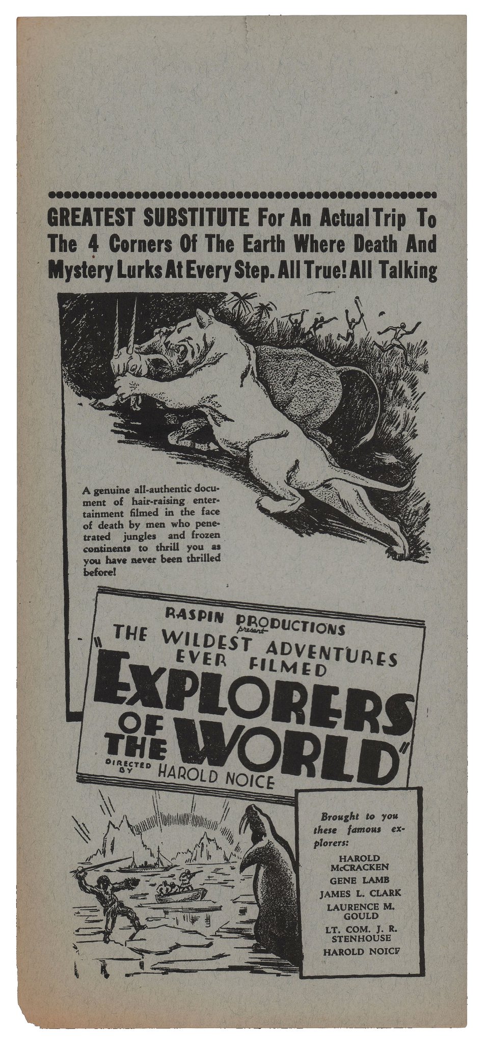 Explorers of the World Original 1931 U.S. Movie Herald - Posteritati ...