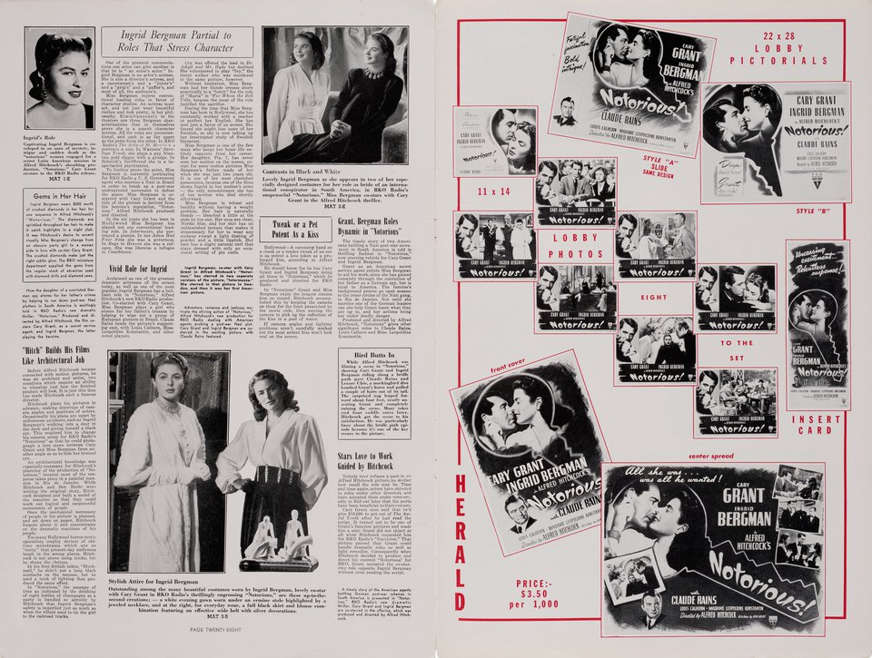 Notorious Original 1946 U.S. Movie Pressbook - Posteritati Movie Poster Gallery