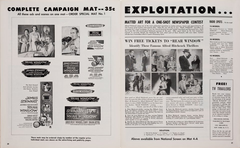Rear Window Original 1954 U.S. Movie Pressbook - Posteritati Movie ...