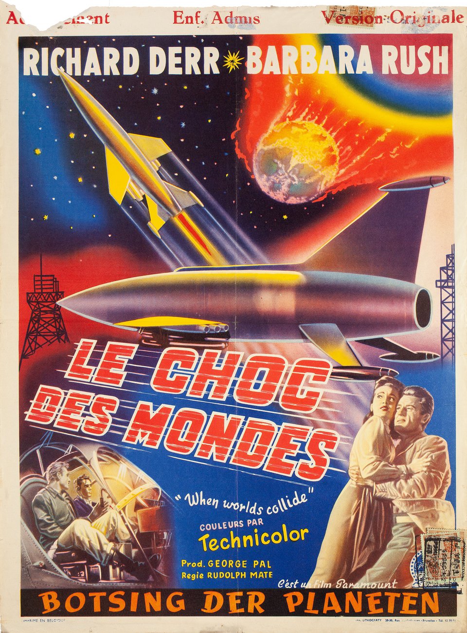 When Worlds Collide Original 1951 Belgian Movie Poster - Posteritati Movie Poster Gallery