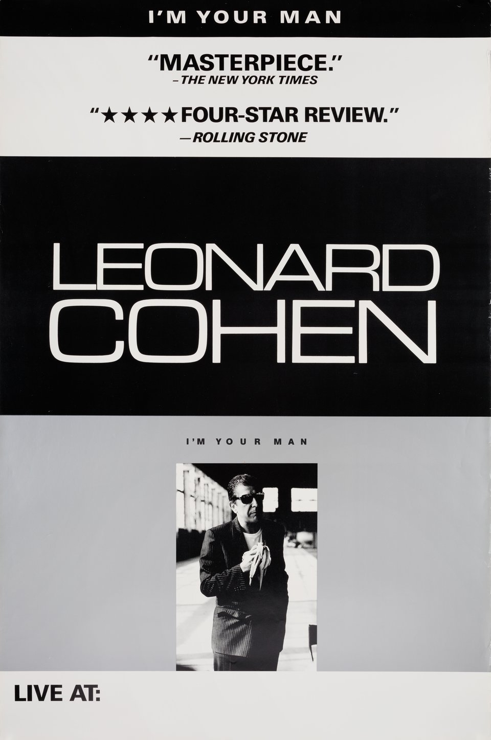 Leonard Cohen: I'm Your Man Original 1988 U.S. Poster - Posteritati ...