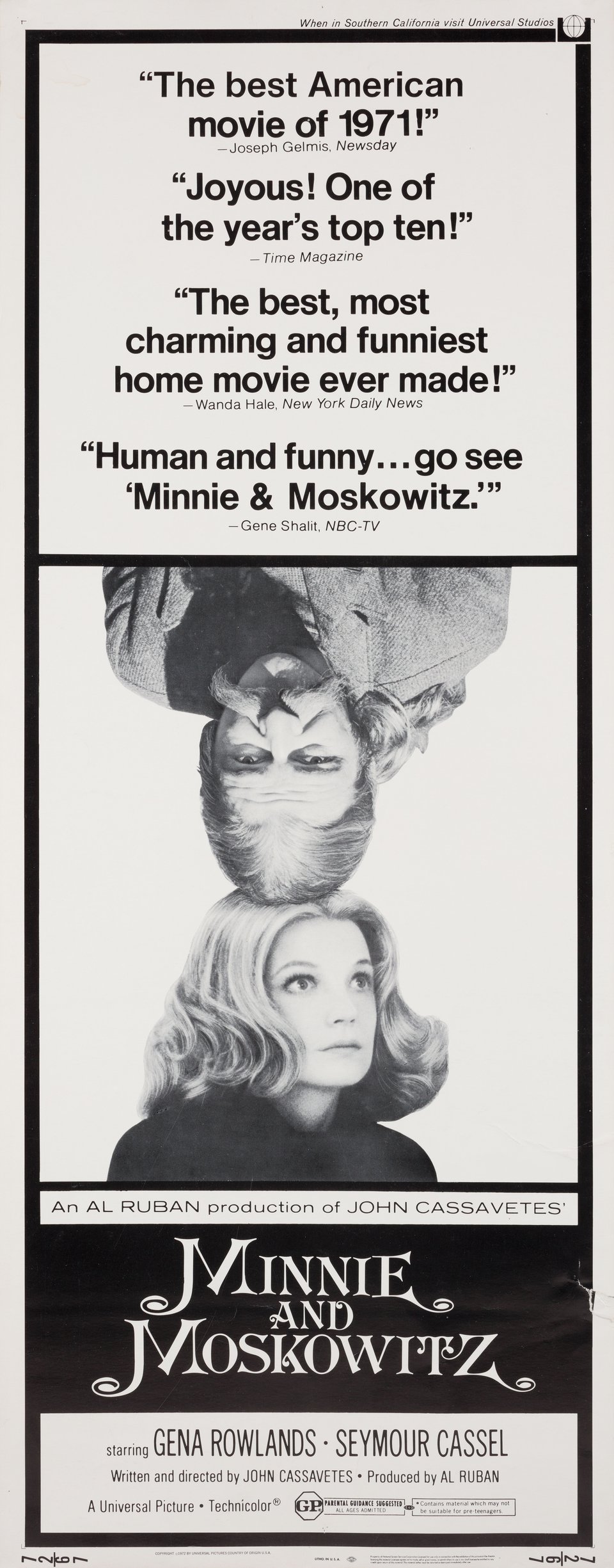 Minnie and Moskowitz Original 1971 U.S. Insert Movie Poster - Posteritati Movie Poster Gallery