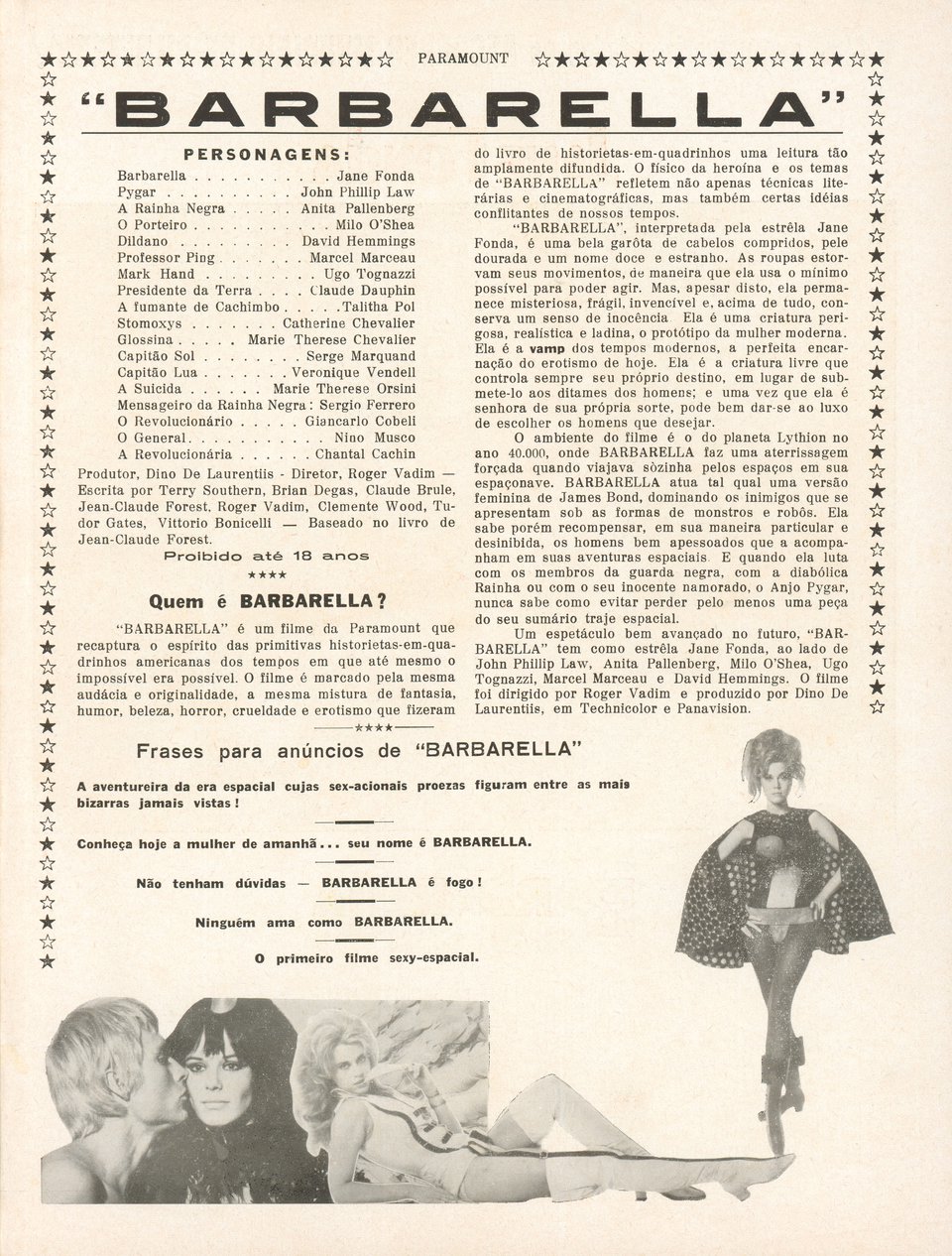 Barbarella Original 1984 Brazilian Press Sheet - Posteritati Movie ...