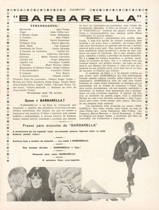 Barbarella Original 1984 Brazilian Press Sheet - Posteritati Movie ...