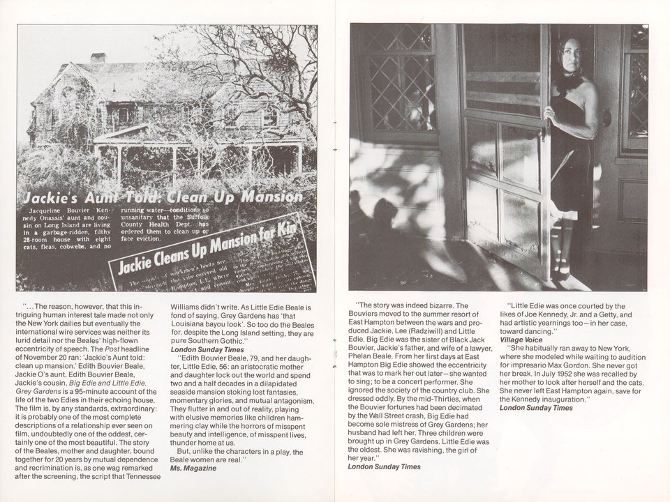 Grey Gardens Original 1975 U.S. Movie Program - Posteritati Movie ...