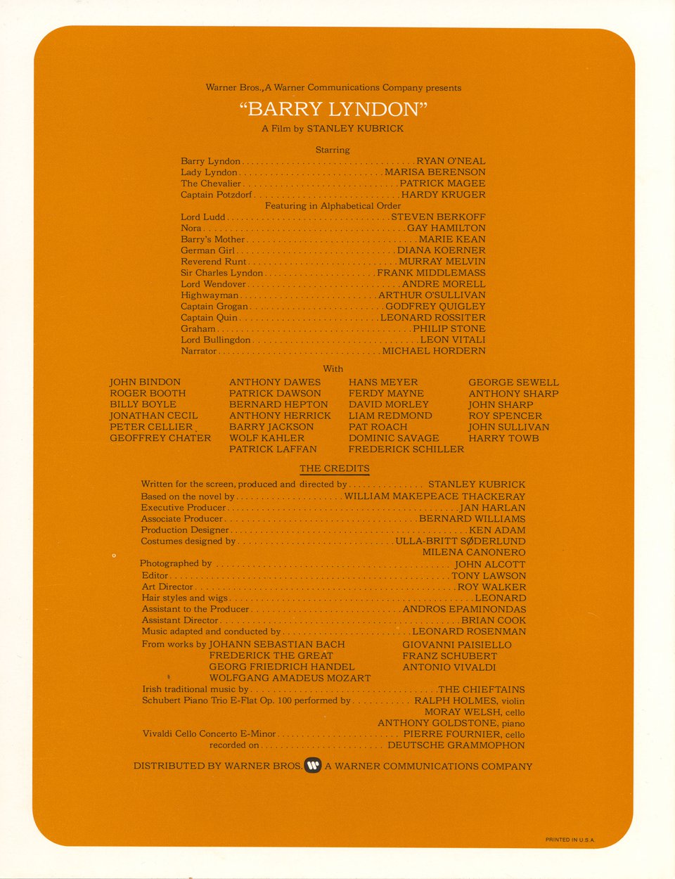 Barry Lyndon Original 1975 U.S. Screening Movie Program - Posteritati ...