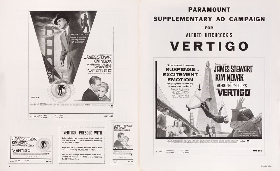 Vertigo Original 1958 U.S. Movie Pressbook - Posteritati Movie Poster Gallery