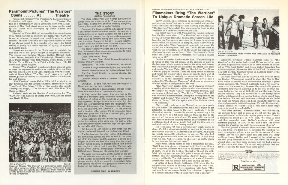 The Warriors Original 1979 U.S. Movie Pressbook - Posteritati Movie ...