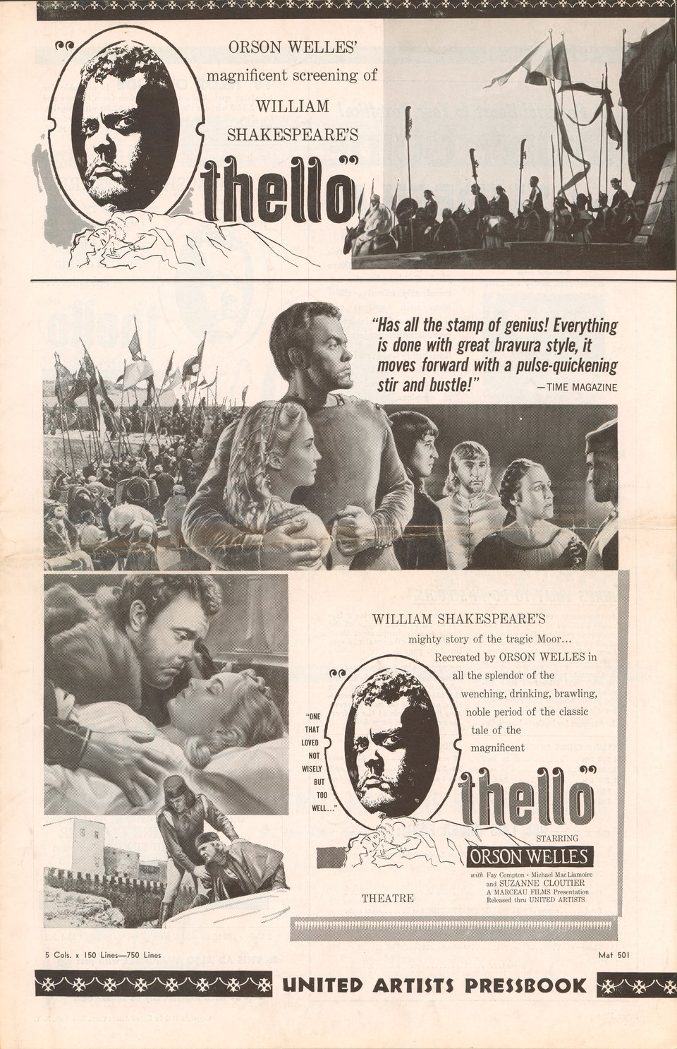 Othello Original 1952 U.S. Movie Pressbook - Posteritati Movie Poster Gallery