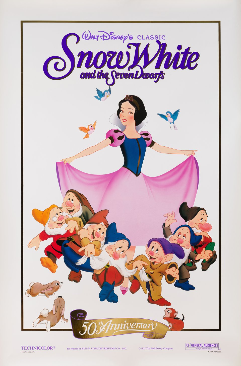 Snow White and the Seven Dwarfs Original R1987 U.S. One Sheet Movie ...